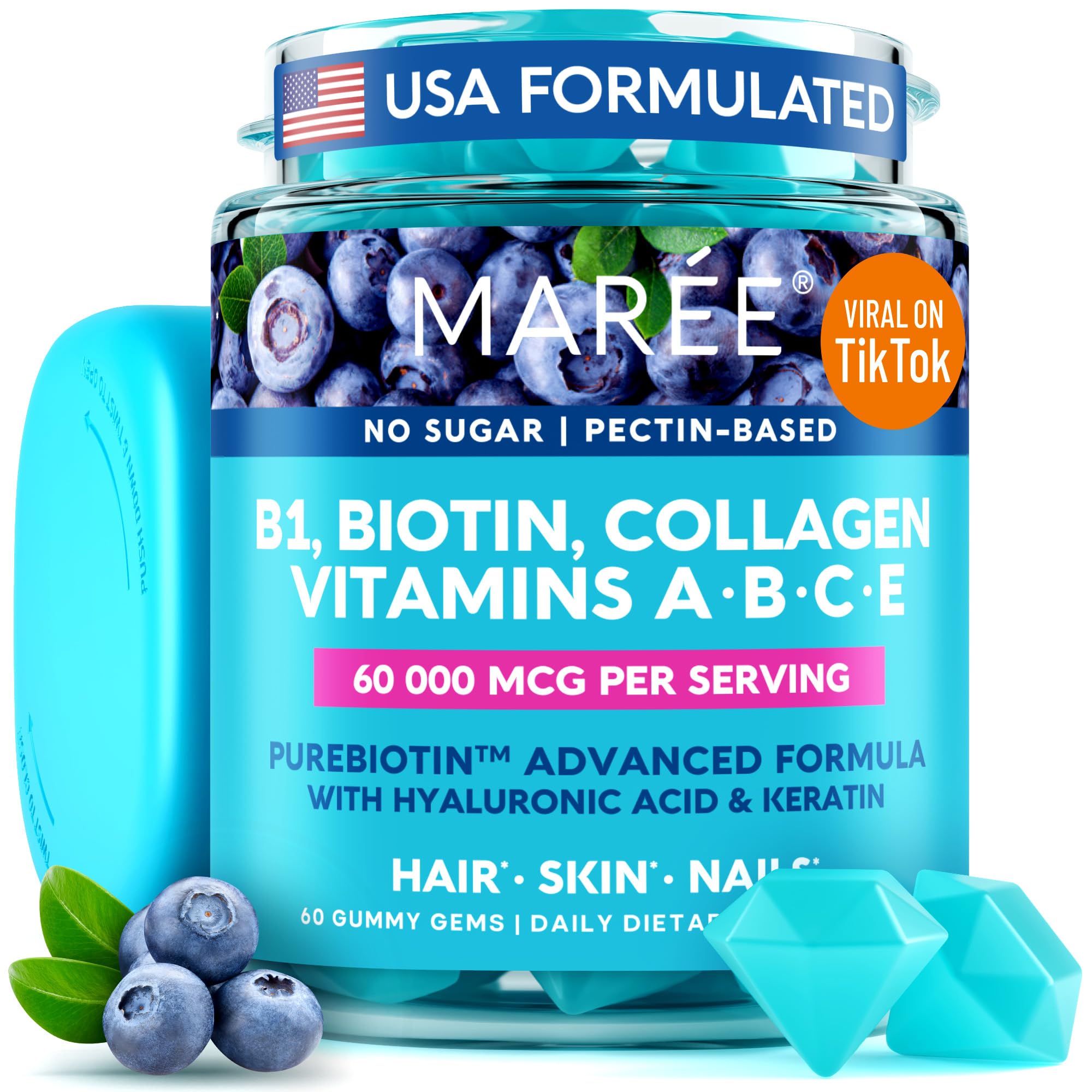 MAREE Vitamin B1 Thiamine & B7 Biotin Gummies - A E D C Vitamins Compl